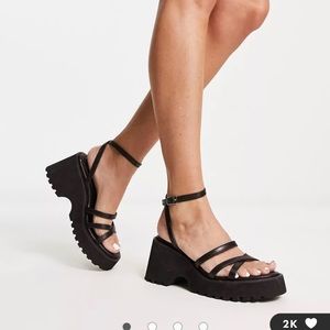 ASOS | Shoes | Asos Design Trippy Chunky Cleated Sandals In Black ...